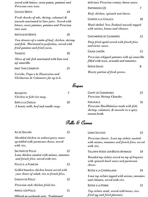 Inka Menu - Ambiancem Marketing