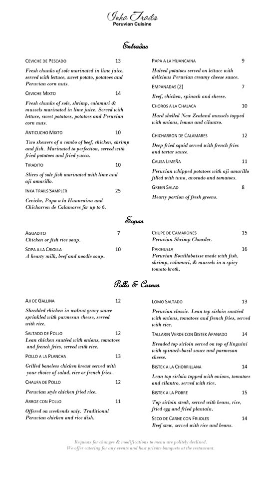 Inka Menu - Ambiancem Marketing
